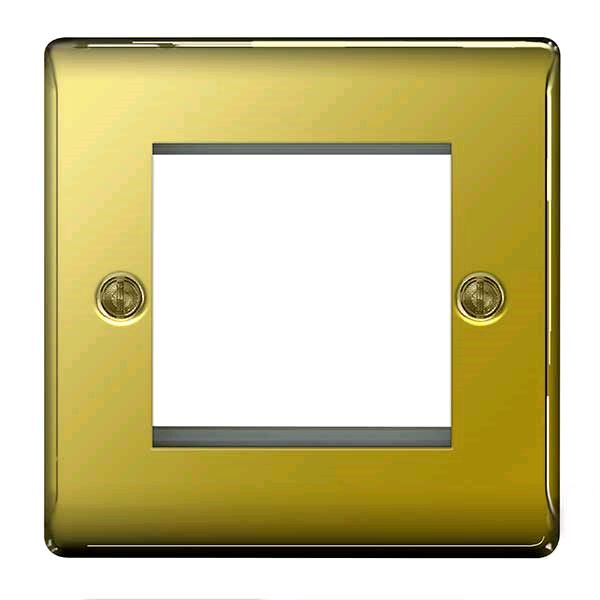 BG Euro Module 2 Square Front Plate Polished Brass | J Harries Ltd