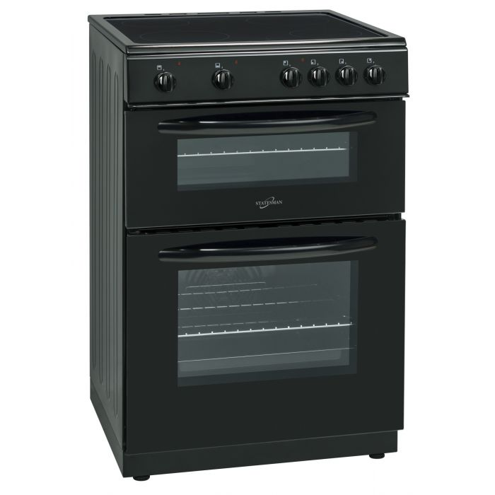 Statesman Apollo EDC60B 60cm Double Oven Ceramic Hob Cooker - Black Fan ...